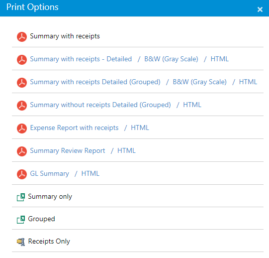 Printing An Expense Report